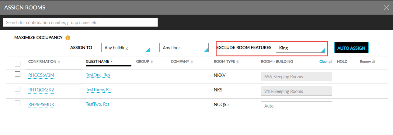 Assigning Rooms from Batch Operations - Check-In tab